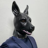 China Realistic Black Dog Latex Mask Full Head Animal Cosplay Mask for Halloween Costume Party Performance Props for sale