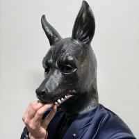 China Realistic Black Dog Latex Mask Full Head Animal Cosplay Mask for Halloween Costume Party Performance Props for sale