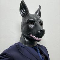 China Realistic Black Dog Latex Mask Full Head Animal Cosplay Mask for Halloween Costume Party Performance Props for sale