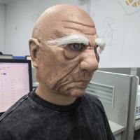 China Realistic Bald Old Man Mask with White Eyebrows - Grumpy Grandpa Latex Head Mask for Halloween, Pranks, and Cosplay Costumes for sale