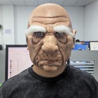 China Realistic Bald Old Man Mask with White Eyebrows - Grumpy Grandpa Latex Head Mask for Halloween, Pranks, and Cosplay Costumes for sale