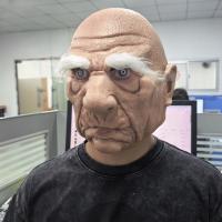 China Realistic Bald Old Man Mask with White Eyebrows - Grumpy Grandpa Latex Head Mask for Halloween, Pranks, and Cosplay Costumes for sale