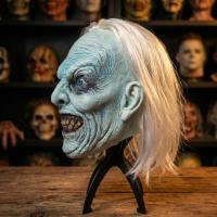 China Creepy Blue Zombie Mask with White Hair - Realistic Undead Monster Latex Mask with Grinning Rotten Teeth for Halloween Cosplay for sale
