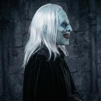 China Creepy Blue Zombie Mask with White Hair - Realistic Undead Monster Latex Mask with Grinning Rotten Teeth for Halloween Cosplay for sale