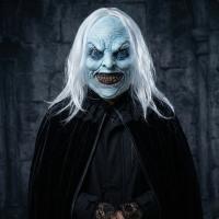China Creepy Blue Zombie Mask with White Hair - Realistic Undead Monster Latex Mask with Grinning Rotten Teeth for Halloween Cosplay for sale