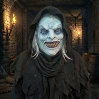 China Creepy Blue Zombie Mask with White Hair - Realistic Undead Monster Latex Mask with Grinning Rotten Teeth for Halloween Cosplay for sale
