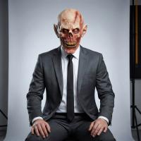 China Creepy Realistic Zombie Mask - Full Head Latex Horror Prop with Bloody Exposed Teeth and Scars - One Size Fit Most for Halloween Costume and Haunted House Party for sale