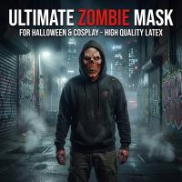 China Creepy Realistic Zombie Mask - Full Head Latex Horror Prop with Bloody Exposed Teeth and Scars - One Size Fit Most for Halloween Costume and Haunted House Party for sale
