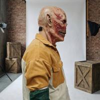 China Creepy Realistic Zombie Mask - Full Head Latex Horror Prop with Bloody Exposed Teeth and Scars - One Size Fit Most for Halloween Costume and Haunted House Party for sale
