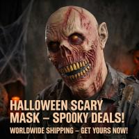 China Creepy Realistic Zombie Mask - Full Head Latex Horror Prop with Bloody Exposed Teeth and Scars - One Size Fit Most for Halloween Costume and Haunted House Party for sale
