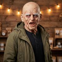 China Hyper-Realistic Old Man Zombie Latex Mask - Premium Quality Latex Halloween Mask One Size Fits Most for sale