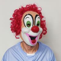 China Classic Clown Mask with Curly Red Wig for Halloween, Cosplay, Parties - Funny Face Latex Mask, One Size Fits Most for sale