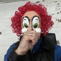 China Classic Clown Mask with Curly Red Wig for Halloween, Cosplay, Parties - Funny Face Latex Mask, One Size Fits Most for sale