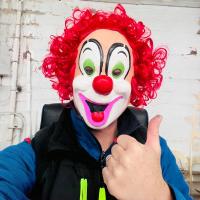 China Classic Clown Mask with Curly Red Wig for Halloween, Cosplay, Parties - Funny Face Latex Mask, One Size Fits Most for sale