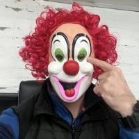 China Classic Clown Mask with Curly Red Wig for Halloween, Cosplay, Parties - Funny Face Latex Mask, One Size Fits Most for sale