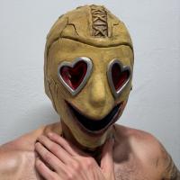 China Creepy Heart Eyes Slasher Mask with Grin, Realistic Yellow Horror Latex Mask for Halloween Cosplay Costume Party Props for sale