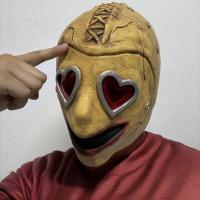 China Creepy Heart Eyes Slasher Mask with Grin, Realistic Yellow Horror Latex Mask for Halloween Cosplay Costume Party Props for sale