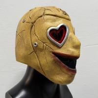 China Creepy Heart Eyes Slasher Mask with Grin, Realistic Yellow Horror Latex Mask for Halloween Cosplay Costume Party Props for sale