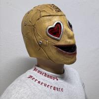 China Creepy Heart Eyes Slasher Mask with Grin, Realistic Yellow Horror Latex Mask for Halloween Cosplay Costume Party Props for sale