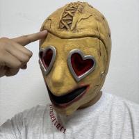 China Creepy Heart Eyes Slasher Mask with Grin, Realistic Yellow Horror Latex Mask for Halloween Cosplay Costume Party Props for sale