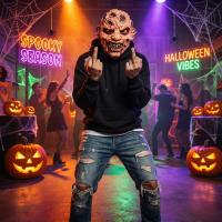 China Premium Pure Latex Horror Mask with Hyper-Realistic Details and Full Head Coverage for Halloween Cosplay for sale