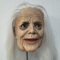China Realistic Old Woman Latex Mask with White Hair for Halloween Cosplay Creepy Elderly Granny Face Mask Party Prop for sale