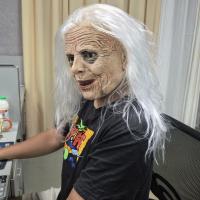 China Realistic Old Woman Latex Mask with White Hair for Halloween Cosplay Creepy Elderly Granny Face Mask Party Prop for sale