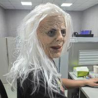 China Realistic Old Woman Latex Mask with White Hair for Halloween Cosplay Creepy Elderly Granny Face Mask Party Prop for sale