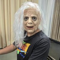China Realistic Old Woman Latex Mask with White Hair for Halloween Cosplay Creepy Elderly Granny Face Mask Party Prop for sale