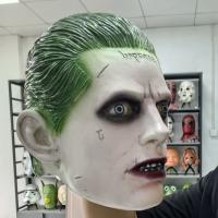 China Realistic Green Hair Evil Clown Mask with Forehead Tattoo - Deluxe Latex Movie Villain Headwear for Halloween & Cosplay Parties for sale