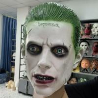 China Realistic Green Hair Evil Clown Mask with Forehead Tattoo - Deluxe Latex Movie Villain Headwear for Halloween & Cosplay Parties for sale