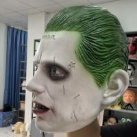 China Realistic Green Hair Evil Clown Mask with Forehead Tattoo - Deluxe Latex Movie Villain Headwear for Halloween & Cosplay Parties for sale