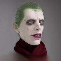 China Realistic Green Hair Evil Clown Mask with Forehead Tattoo - Deluxe Latex Movie Villain Headwear for Halloween & Cosplay Parties for sale