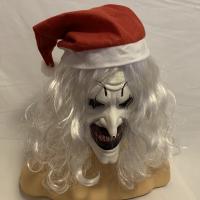China Sinister Gothic Horror Clown Latex Mask with Shaggy White Wig and Pointy Nose for Halloweeen Parties, Horror Enthusiasts for sale