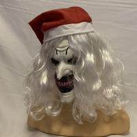 China Sinister Gothic Horror Clown Latex Mask with Shaggy White Wig and Pointy Nose for Halloweeen Parties, Horror Enthusiasts for sale