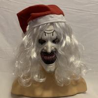 China Sinister Gothic Horror Clown Latex Mask with Shaggy White Wig and Pointy Nose for Halloweeen Parties, Horror Enthusiasts for sale