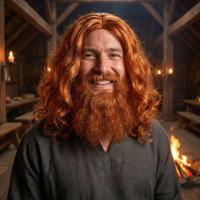 China Realistic Red Beard Viking Latex Mask, Full Head Adult Costume Mask for Halloween Cosplay, Medieval Warrior Themed Party, LARP Masquerade & Role Play Events for sale