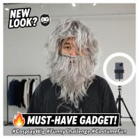 China Realistic Grey Wig and Beard Set for Men, Long Silver Hair Old Man Costume, Wizard Hermit Caveman Cosplay for Halloween Party for sale