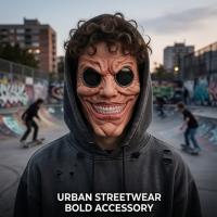 China Scary Smiley Latex Mask with Protective Goggles and Adjustable Straps for Halloween and Cosplay for sale