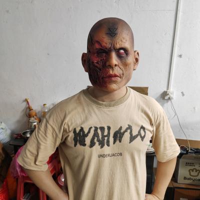 China Scarred Zombie Latex Mask with Symbol Tattoo - Lightweight 300g Halloween Horror Mask for sale