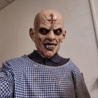 China Sinister Bald Devil Mask with Cross Mark, Realistic Horror Party Mask for sale