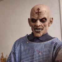 China Sinister Bald Devil Mask with Cross Mark, Realistic Horror Party Mask for sale