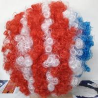 China Red White Blue Patriotic Afro Party Wig with Tri-Color Design and Integrated Flag Headband for sale