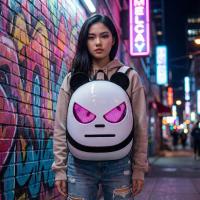China Smart LED Display Backpack for Girls and Teens, Customizable Eye Light-Up Crossbody Bag with Graffiti Style for sale