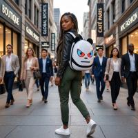 China Smart LED Display Backpack for Girls and Teens, Customizable Eye Light-Up Crossbody Bag with Graffiti Style for sale