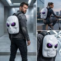 China Custom LED Display Skull Backpack with Programmable RGB Eye Animations, Waterproof ABS + PC Hard Shell, and Bluetooth High-Speed Sync for sale