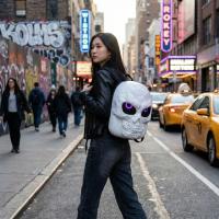 China Custom LED Display Skull Backpack with Programmable RGB Eye Animations, Waterproof ABS + PC Hard Shell, and Bluetooth High-Speed Sync for sale