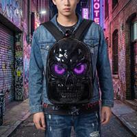 China Custom LED Display Skull Backpack, 3D Hard Shell Punk Moto Bag with Programmable RGB Eye Animations for Festivals & Gifting for sale