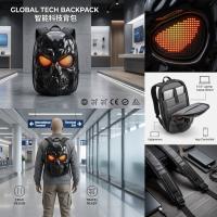 China Custom LED Display Skull Backpack, 3D Hard Shell Punk Moto Bag with Programmable RGB Eye Animations for Festivals & Gifting for sale