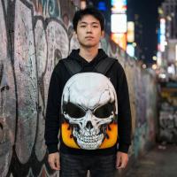 China Advanced Tech Hardshell Backpack - LED Skull Edition | Programmable Purple Eyes, Flame Design, Durable Travel Laptop Bag for sale
